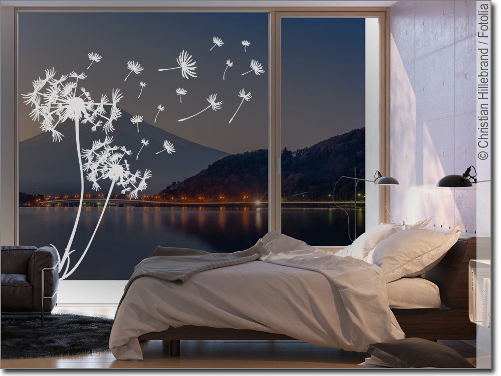 Fenstertattoo Pusteblume im Wind