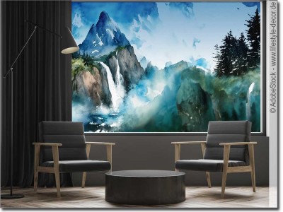 Fotofolie Alpenpanorama Aquarell (3 Varianten)